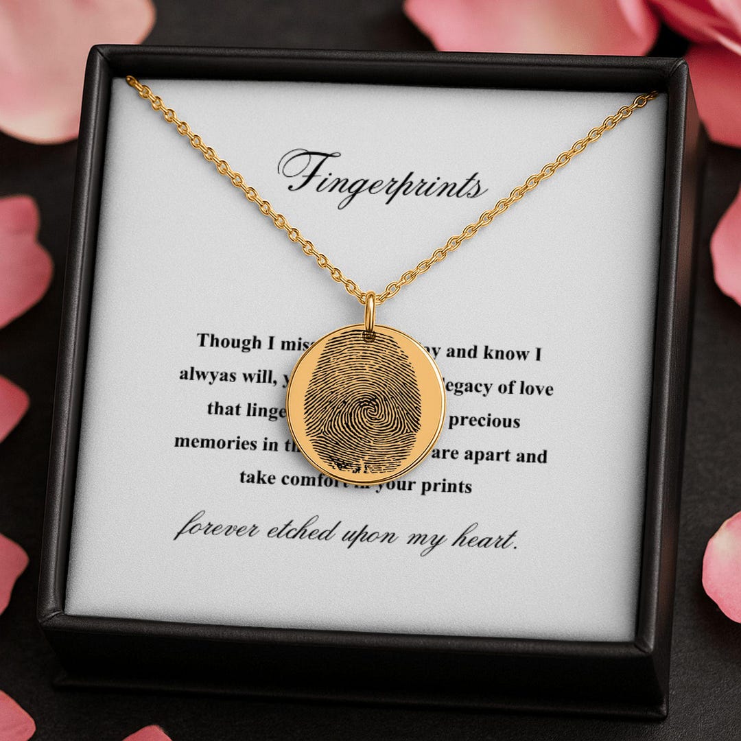 Actual Engraved Fingerprint Necklace, Actual Thumbprint, Custom ...