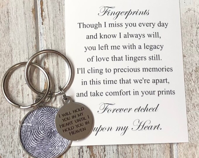 Fingerprint Keychain Actual Fingerprint Keychain Memorial Thumbprint I ...