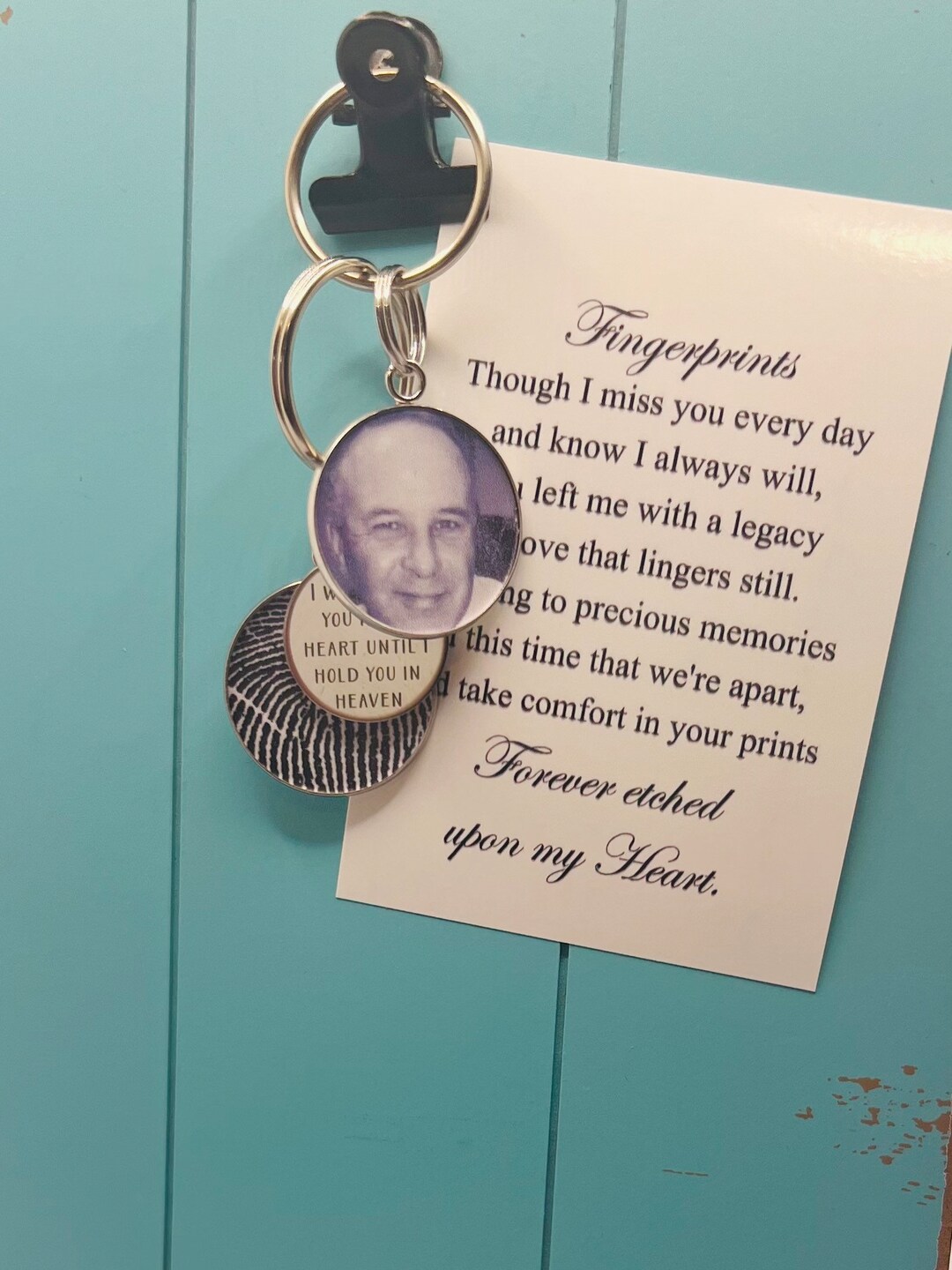 Memorial Gift • Photo Keychain • Fingerprint Keychain • in Memory ...