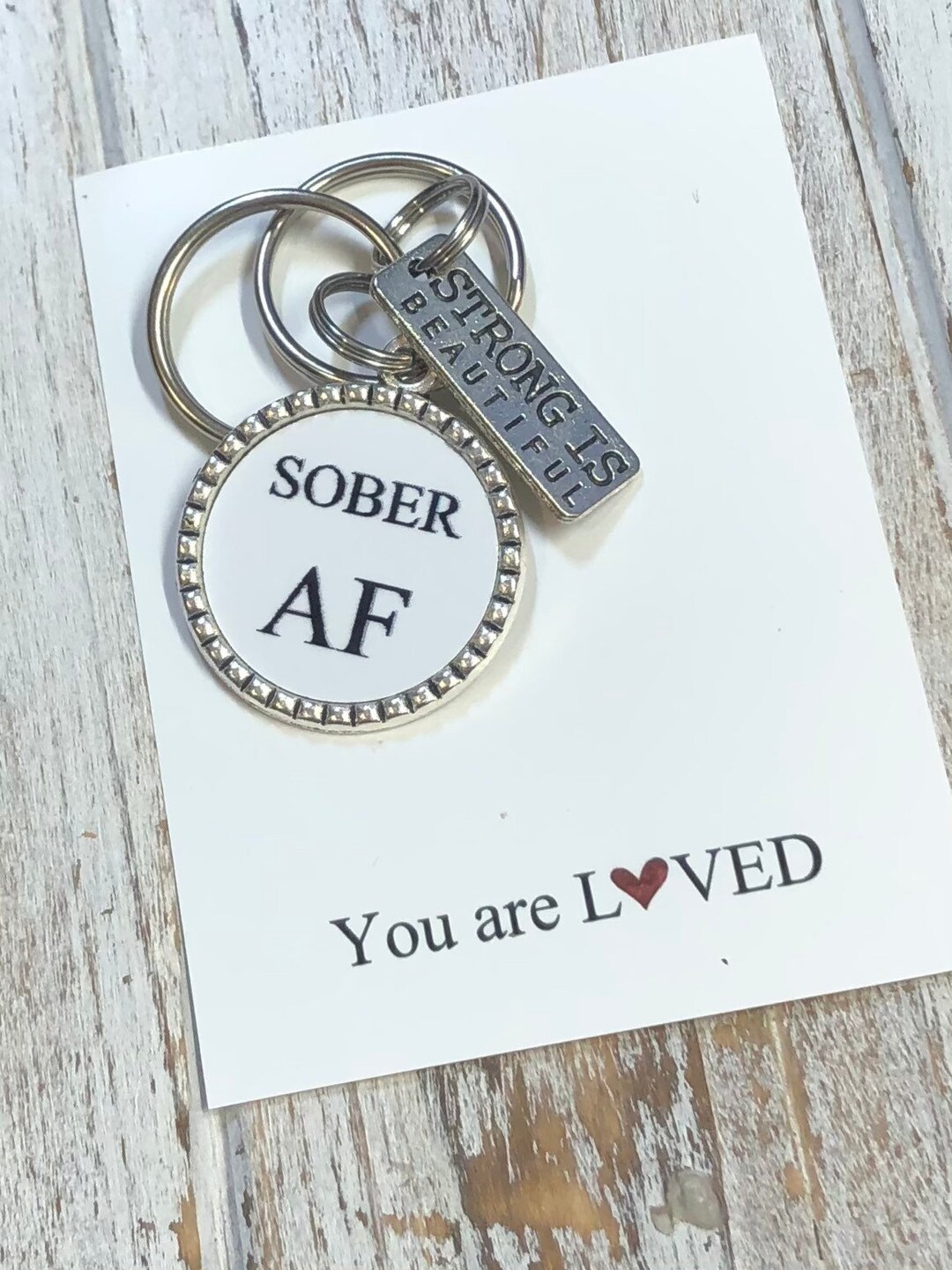 Sobriety Keychain Sober AF Sober as Fuck AA Clean and Sober Sobriety ...