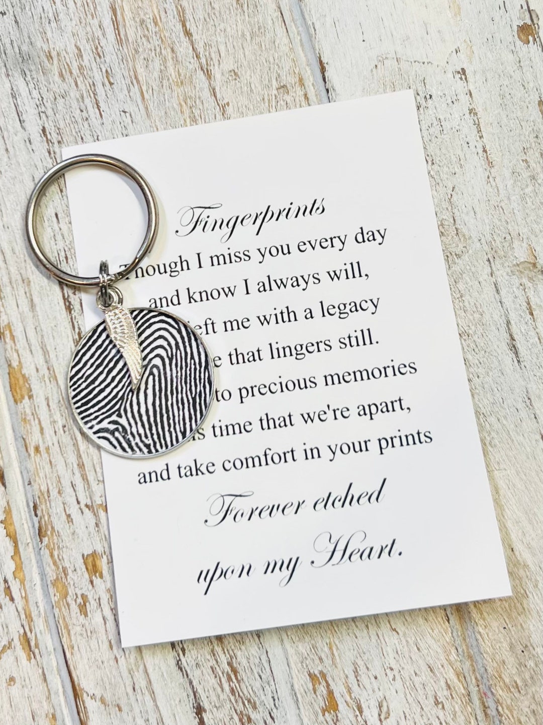 Fingerprint Keychain • Thumbprint Key Chain • Memorial Gift • Memorial ...