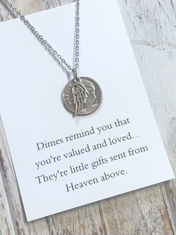 Dime Necklace Dimes From Heaven Memorial Necklace Dimes | Etsy