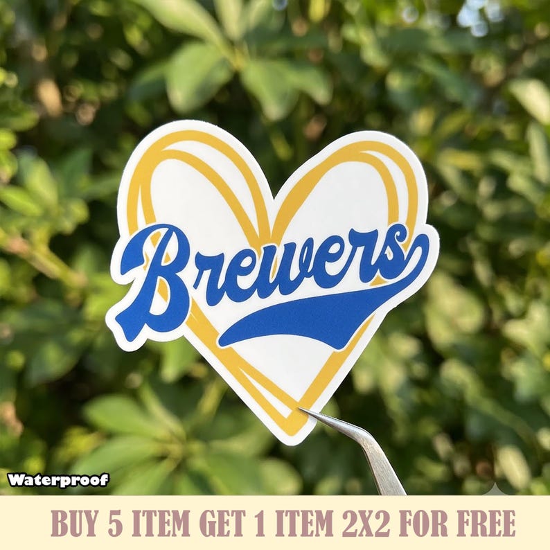 Brewers Heart Sticker, Milwaukee Baseball Magnet, Baseball Decal - Etsy