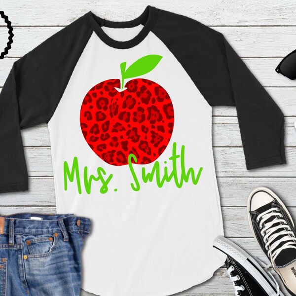 Teacher With Cheetah Apple Svg - Etsy