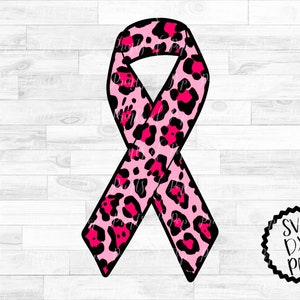 Leopard Print Breast Cancer Ribbon Svg, Pink Cheetah Print Cancer ...