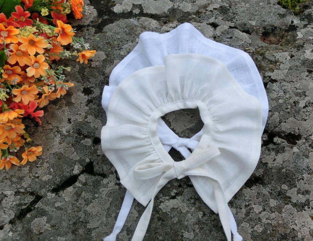 Linen Ruffle Collar in Ivory or White, Baby Detachable One Size Collar ...