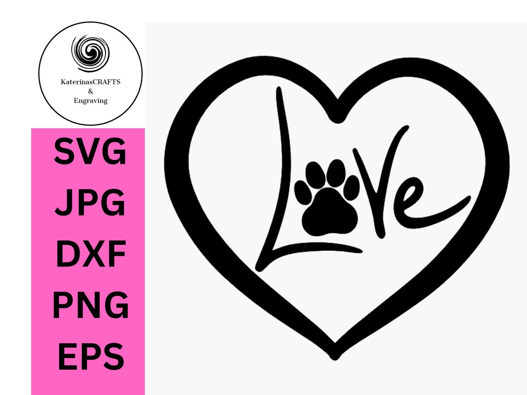 Paw Print Heart Paw SVG Heart Svg Instant Download Svg - Etsy