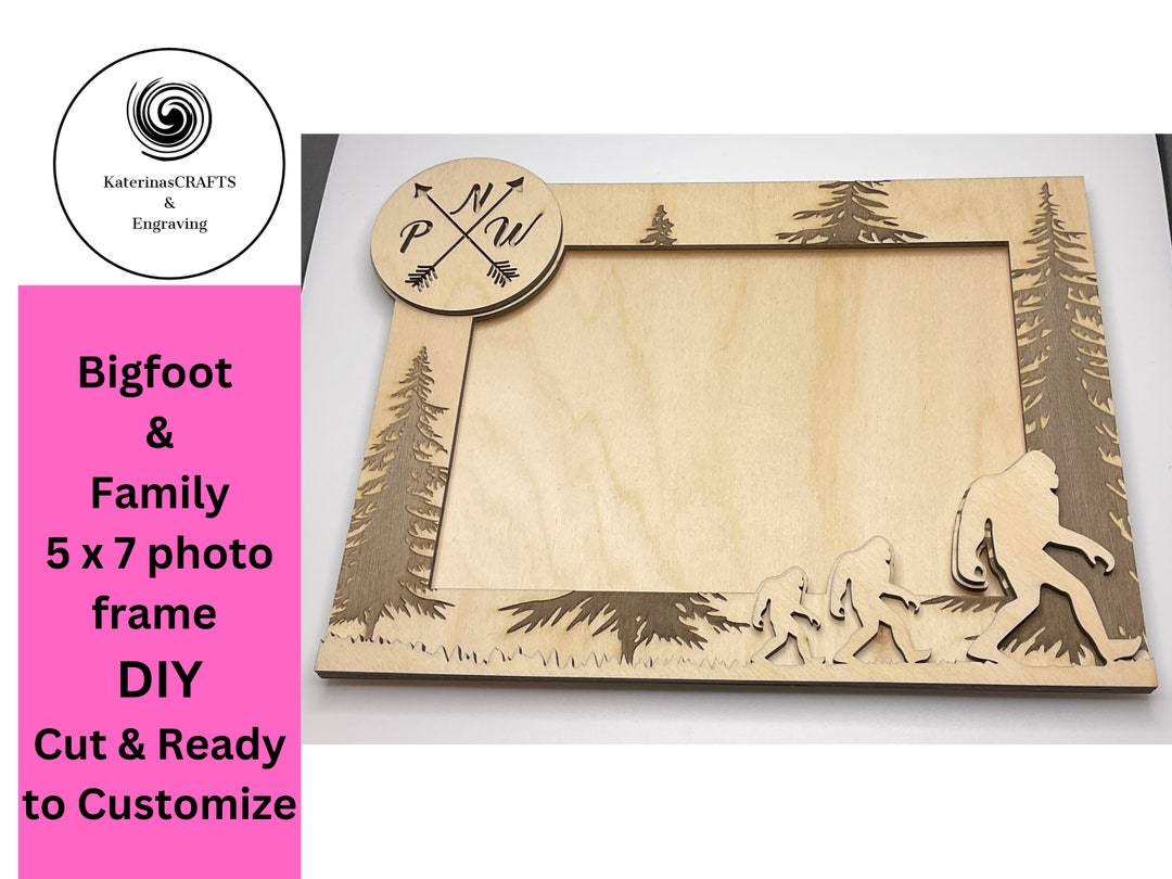Bigfoot Family PNW 5 X 7 Photo Frame DIY KIT, Sasquatch, Photo Frame ...