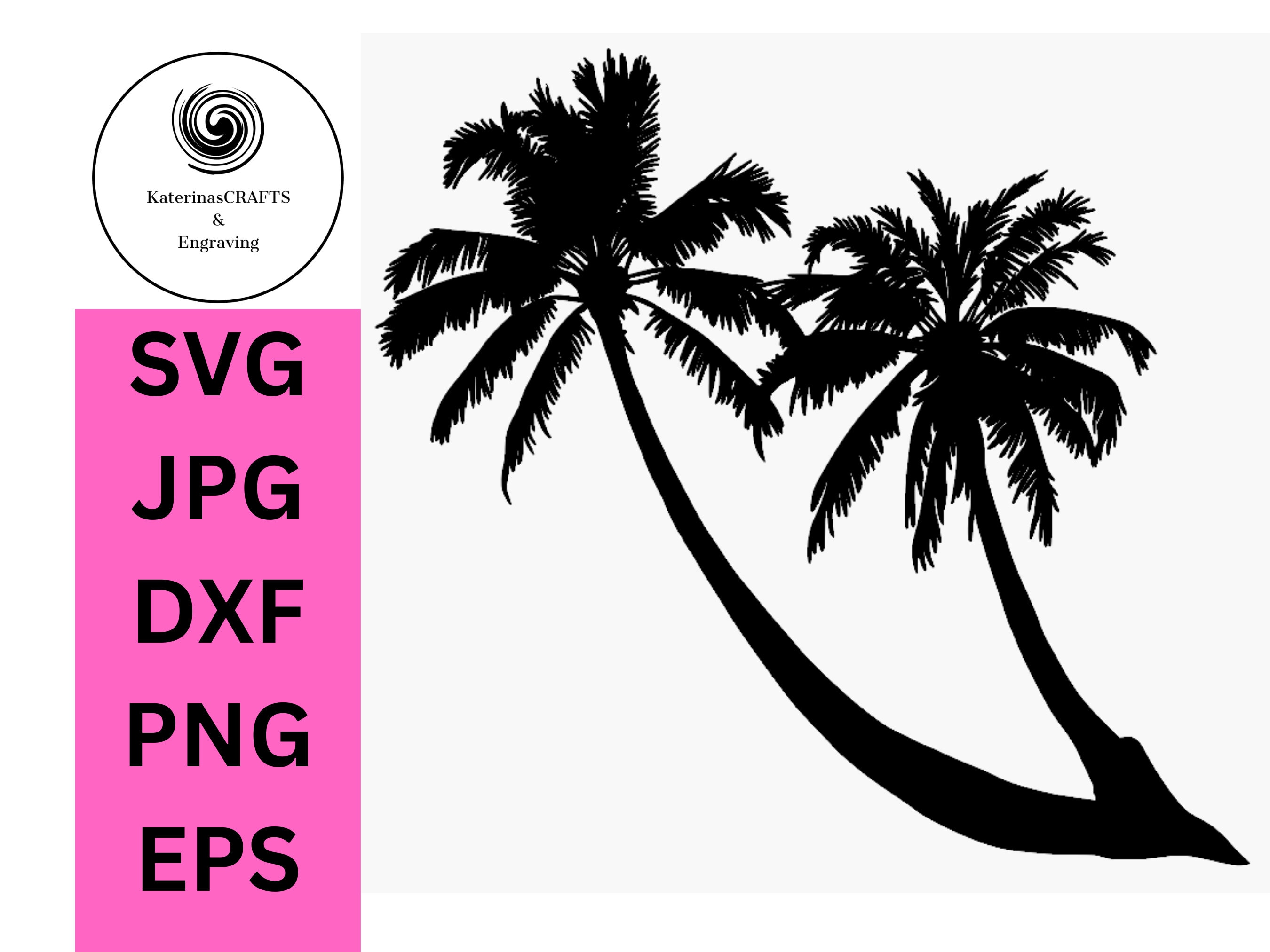 Palm Tree SVG Cut File Double Palm Tree Silhouette Clipart - Etsy
