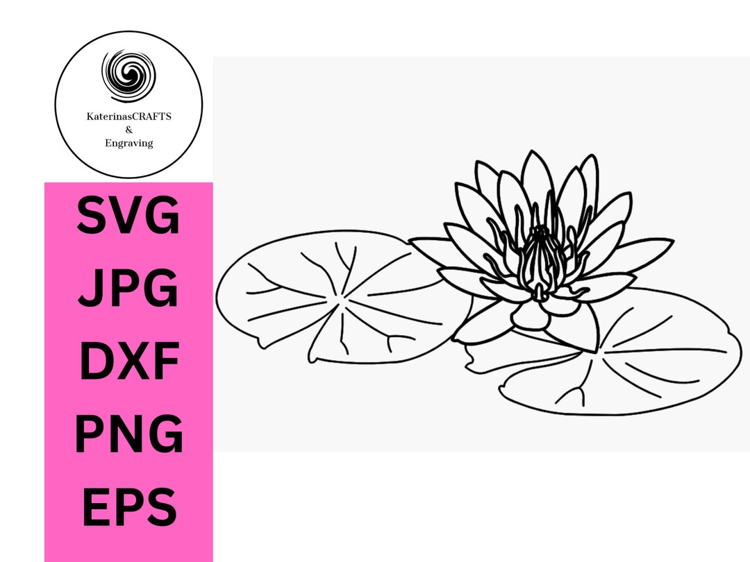Cute Water Lily Flower and Lily Pad SVG, Lily Pad, for Cricut Cameo and ...