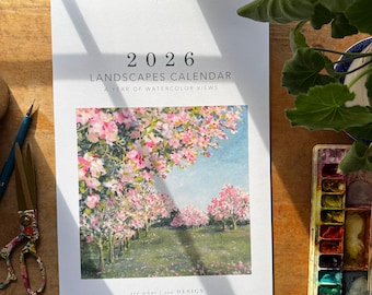 2026 Watercolor Monthly Deluxe Calendar, Large 12x16 Inches Watercolor ...