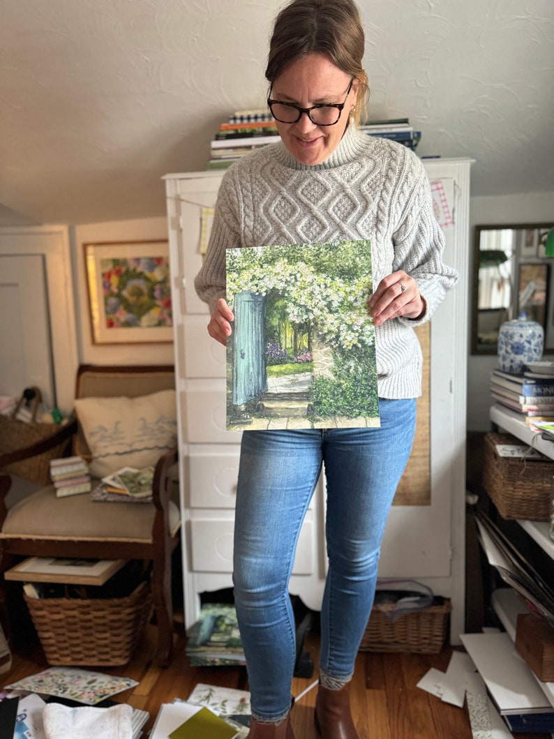 Through the Garden Door || Secret Garden Watercolor Wall Art - Etsy