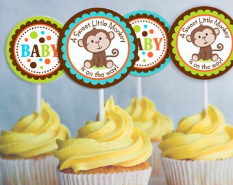Baby Monkey Cupcake Toppers - Etsy