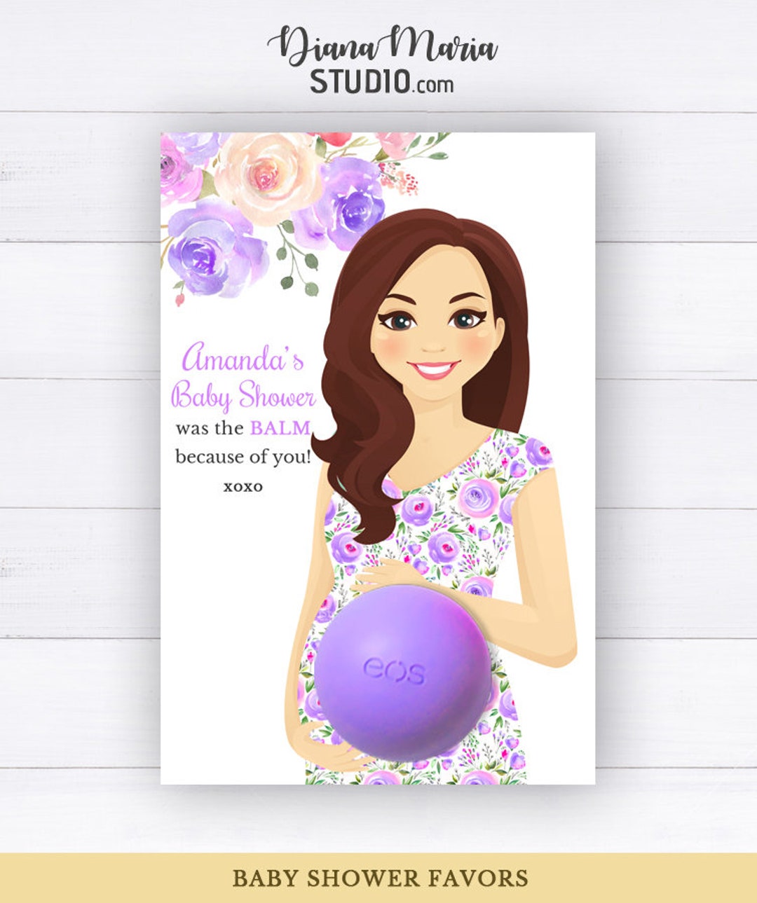 Girl Baby Shower Favors: EOS Balm Holder Card (digital Template) - Etsy