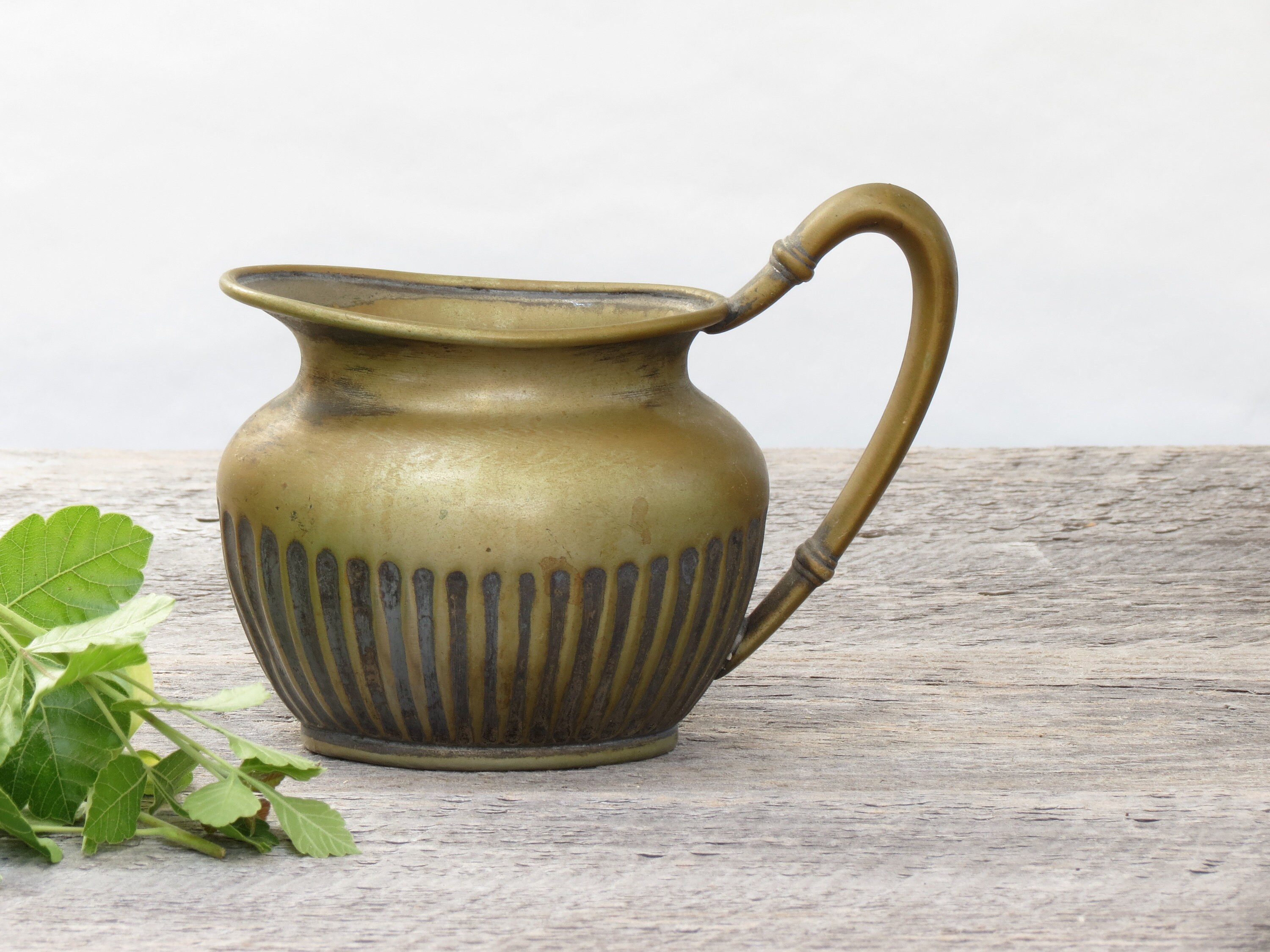 Old Worn Silver Plate Small Pitcher - Vintage Silver Plate on Brass ...