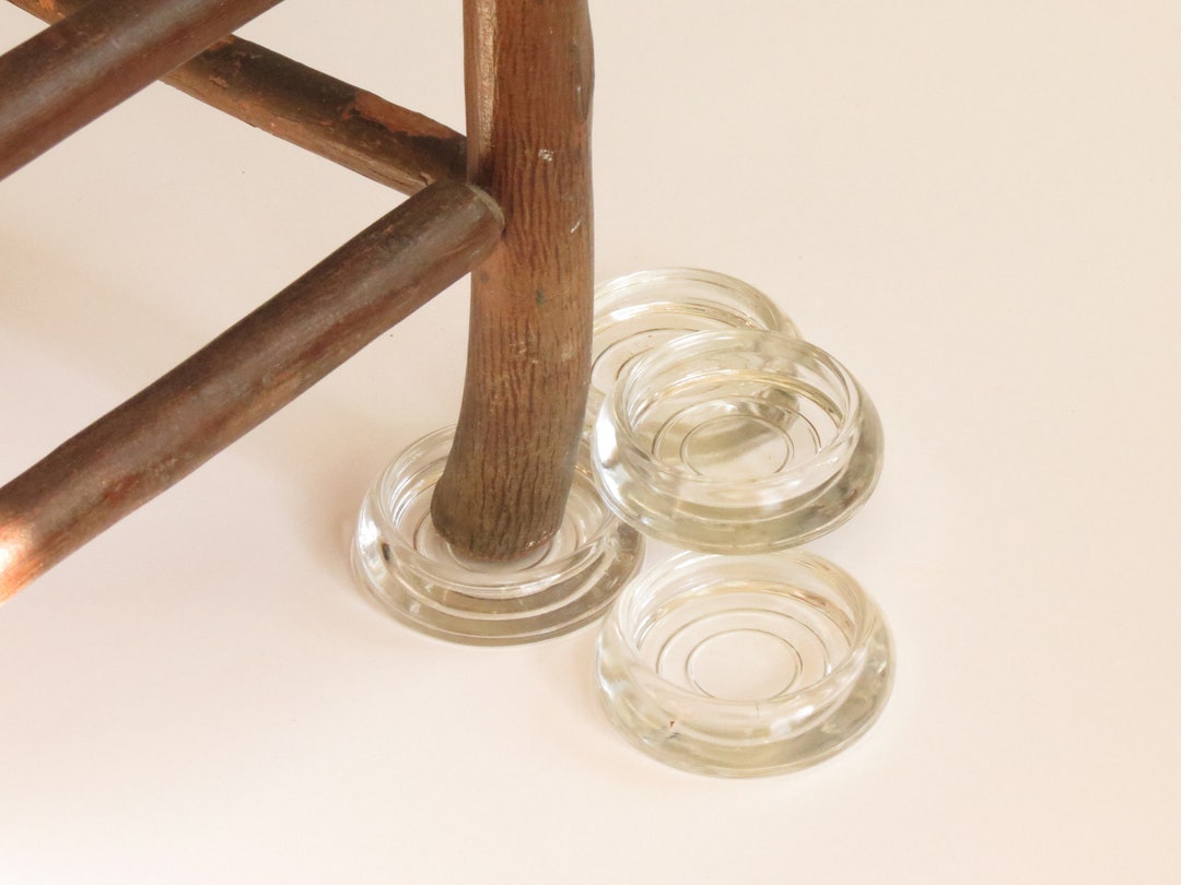 Set of 4 Large Vintage Glass Furniture Coasters - Old Glass Furniture ...