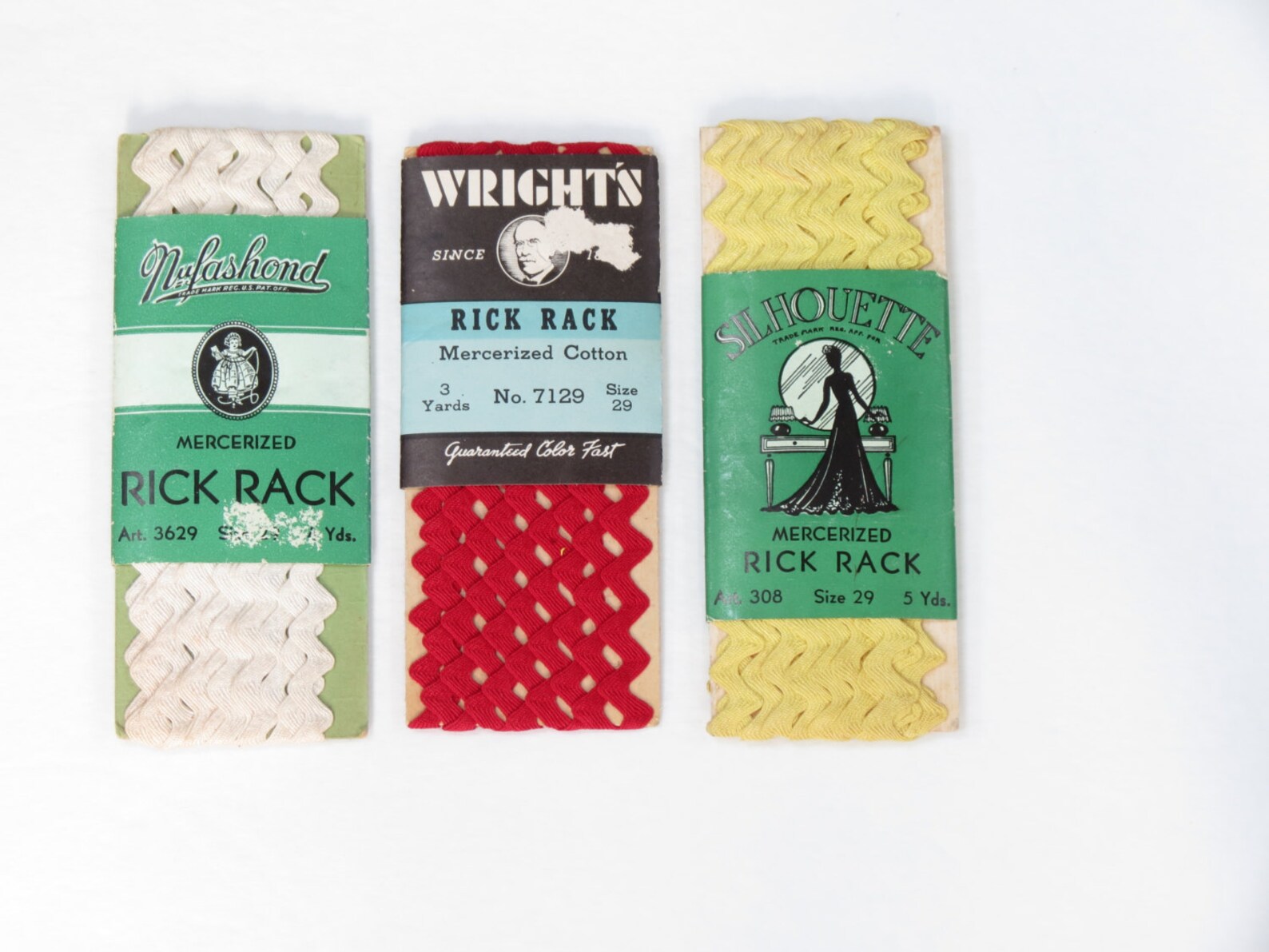 Vintage Rick Rack - Set of 3 Old Rick Rack - Vintage Sewing - Yellow ...