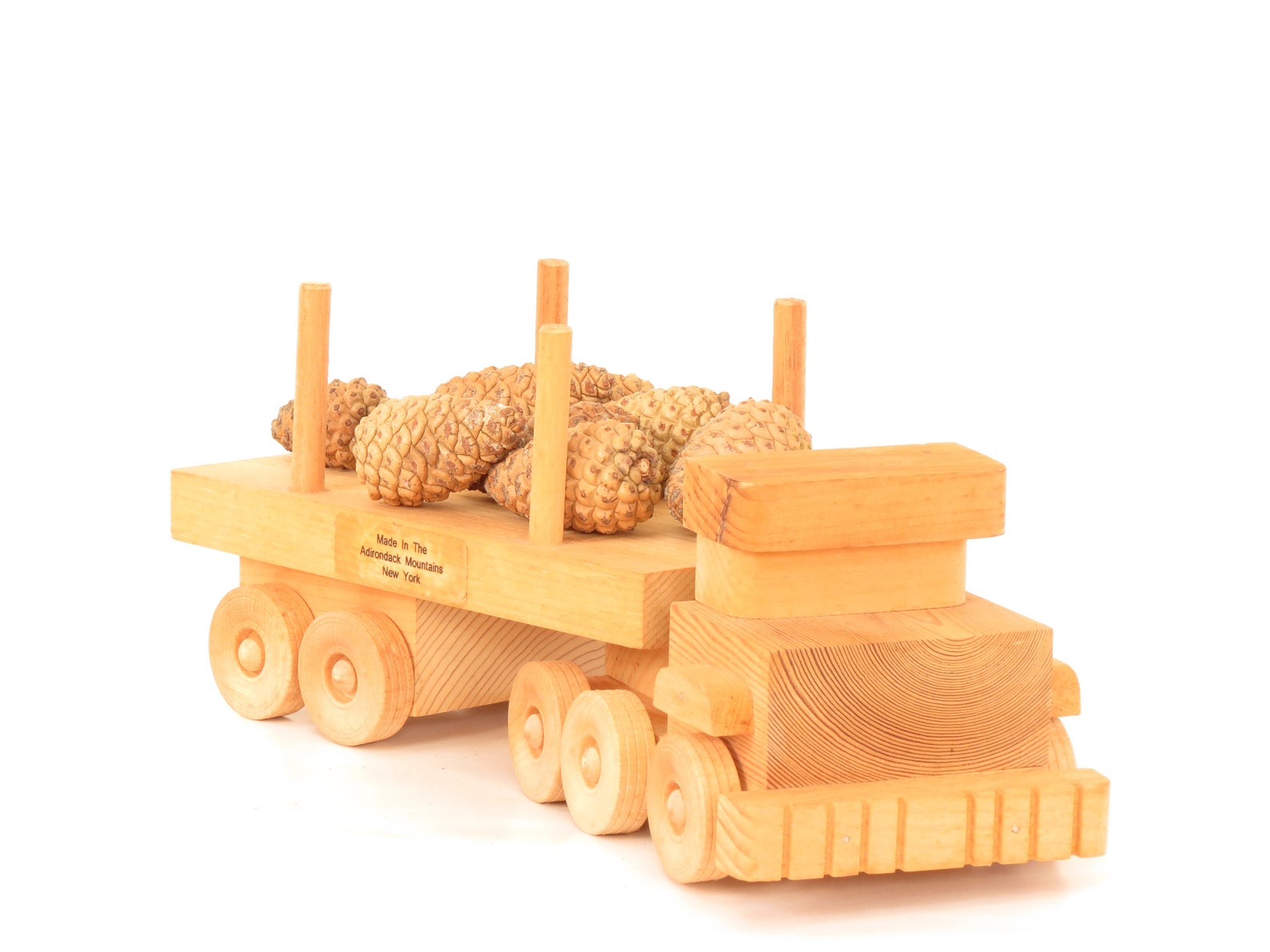 Vintage Handmade Wooden Toy Log Truck - Vintage Adirondack Log Truck ...