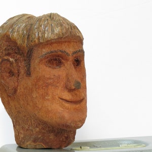 Vintage Carved Head -vintage Wooden Carved Man - Carved Coconut Head ...