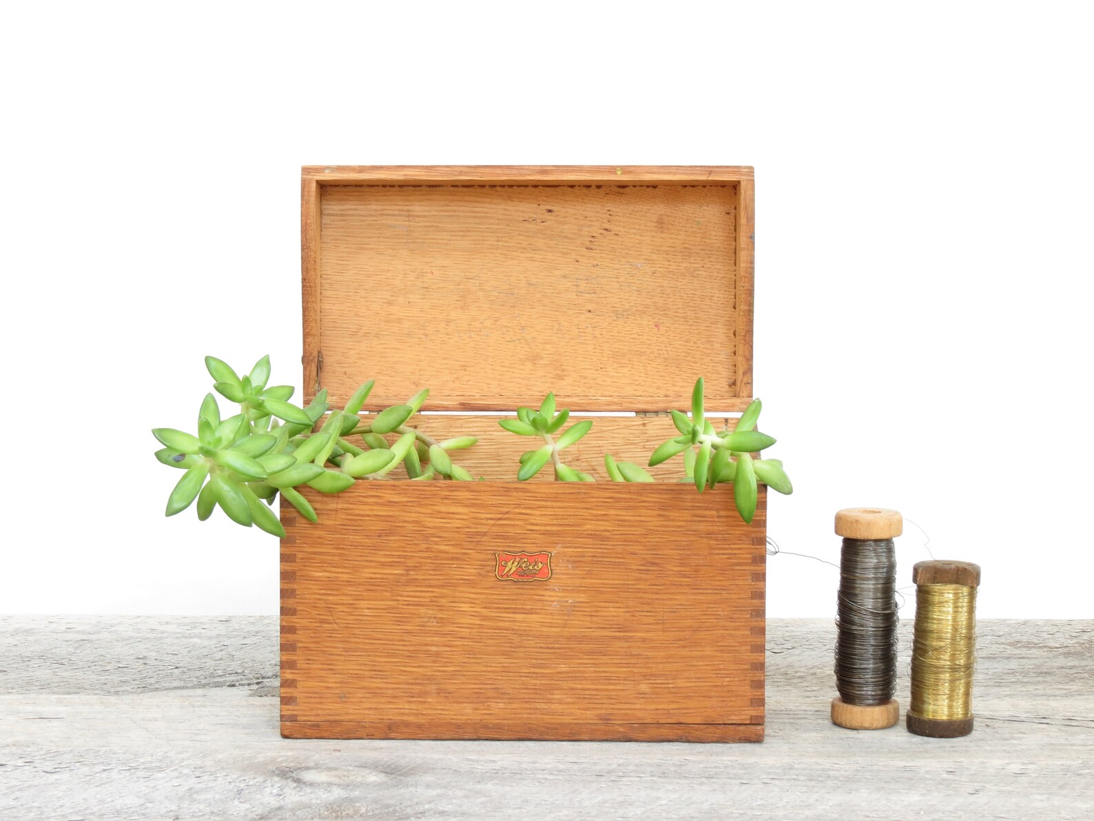 Vintage Wooden Oak Office File Box Vintage Weis Wooden Card | Etsy