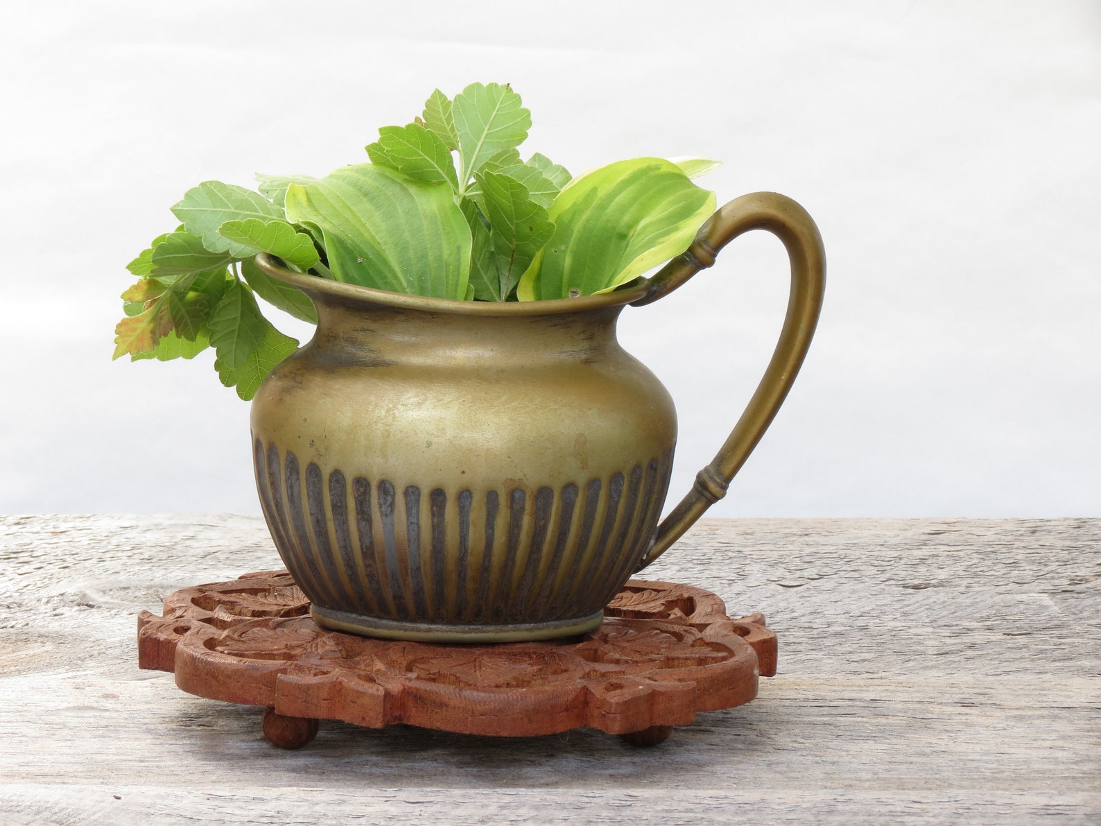 Old Worn Silver Plate Small Pitcher - Vintage Silver Plate on Brass ...