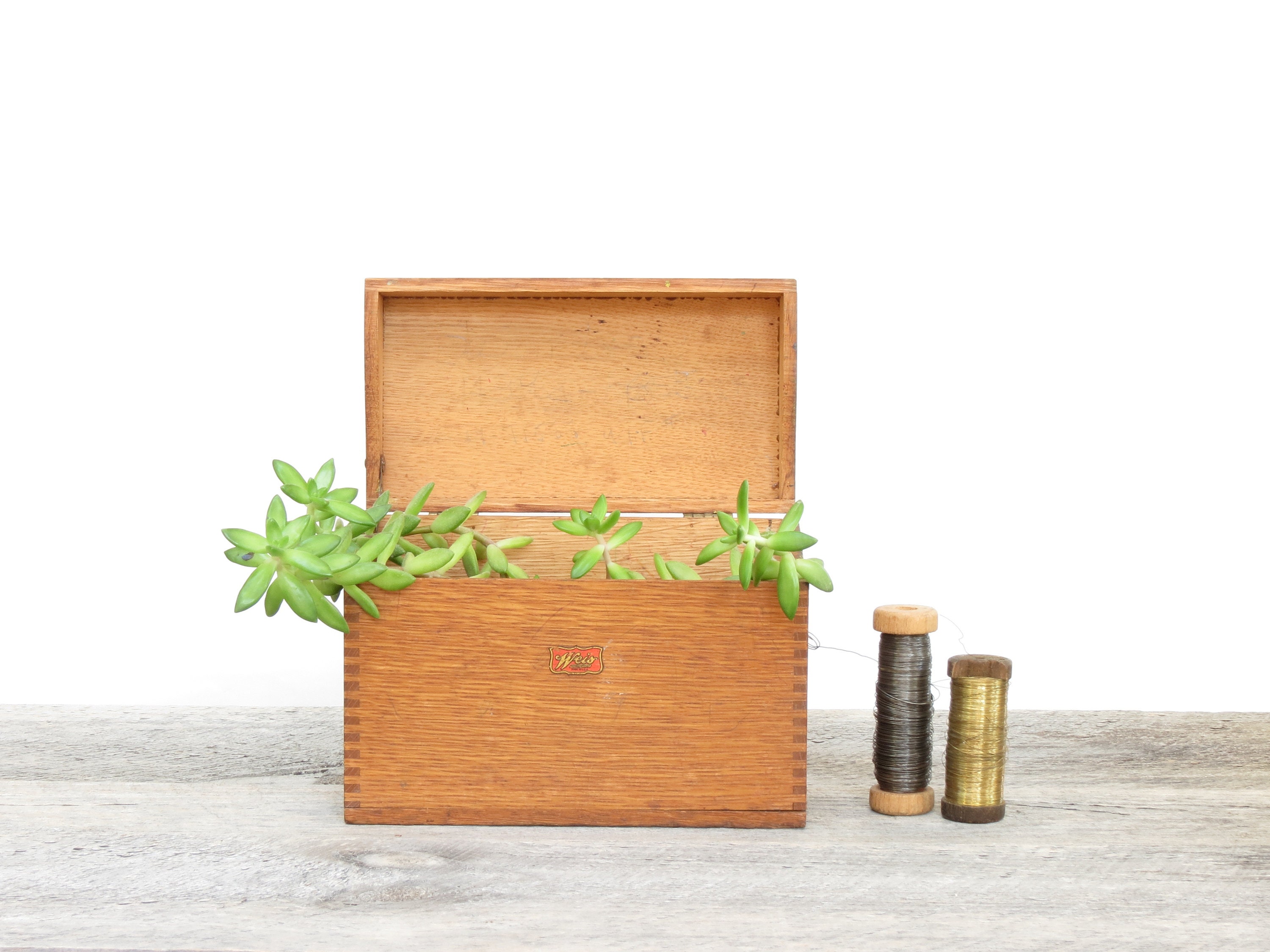 Vintage Wooden Oak Office File Box Vintage Weis Wooden Card File ...
