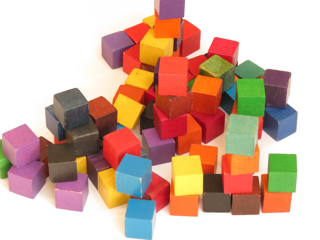 Collection of 71 Vintage Colorful1" Wooden Blocks - Vintage 1 Inch ...