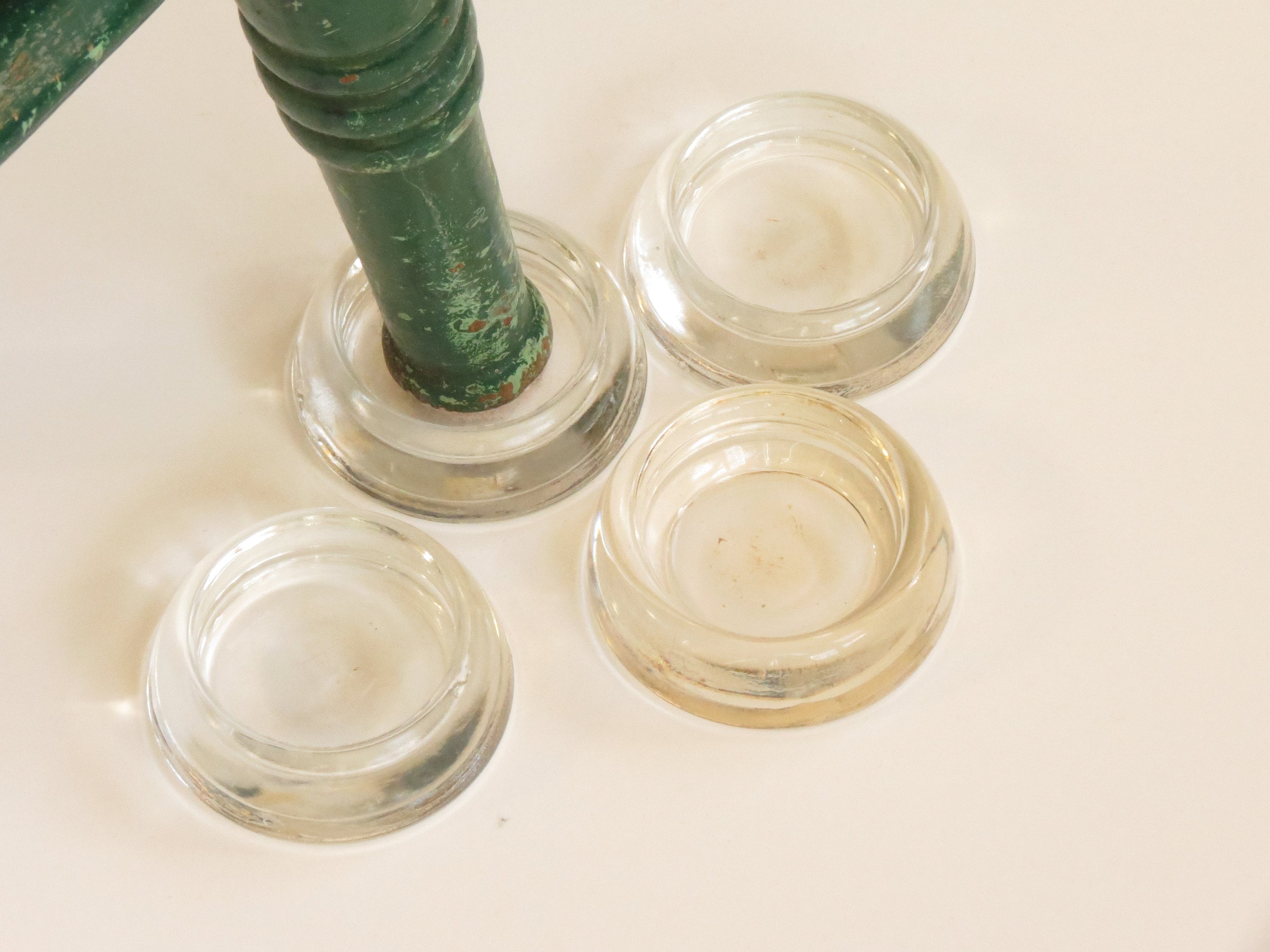 Set of 4 Vintage Glass Furniture Coasters Old Glass Leg Coasters ...