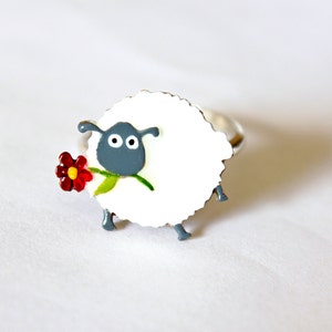 Handmade Sheep Ring-sterling Silver Ring925-enamel Hand Painted-little ...