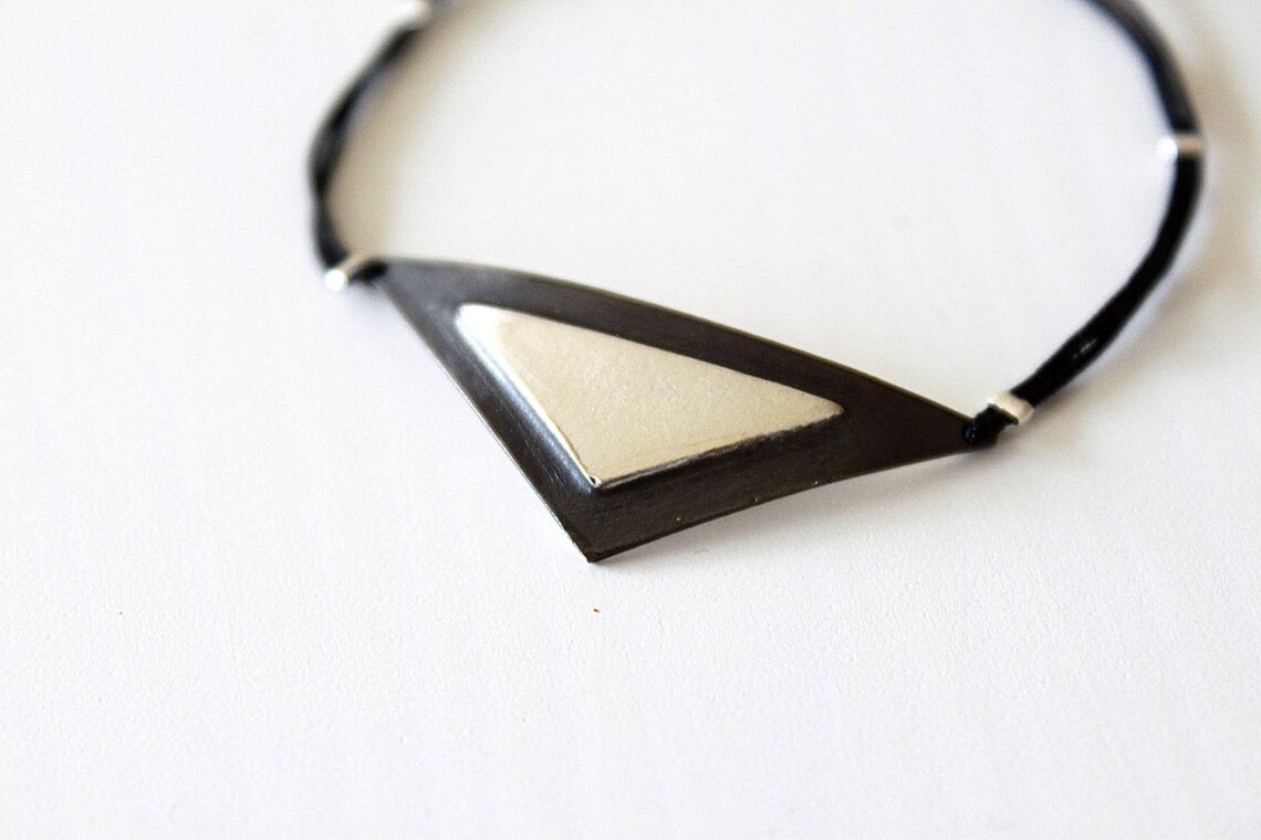 Triangle Bracelet-sterling Silver-adjustable Cord - Etsy