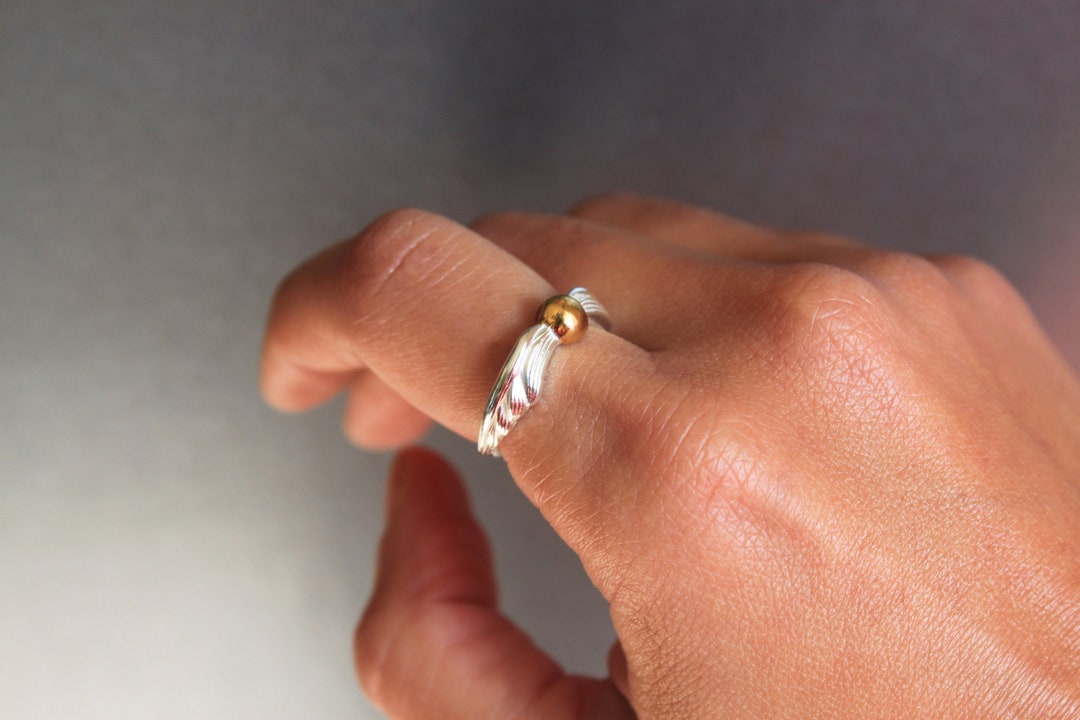 Flying Gold Ball Ring-sterling Silver 925-gold Plated18k-glossy Finish ...