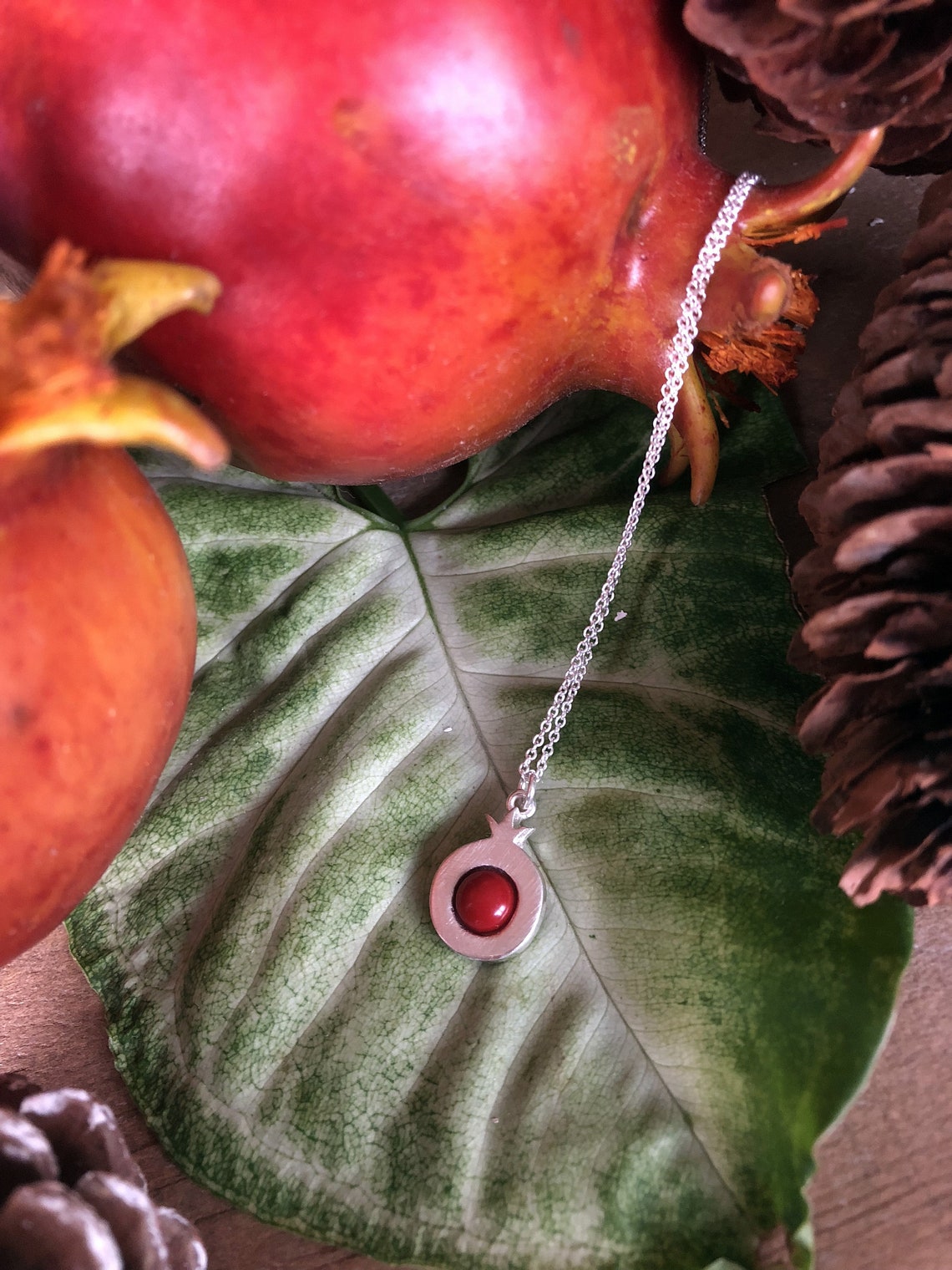 Sterling Silver Pomegranate Necklace-pendant-fruit - Etsy
