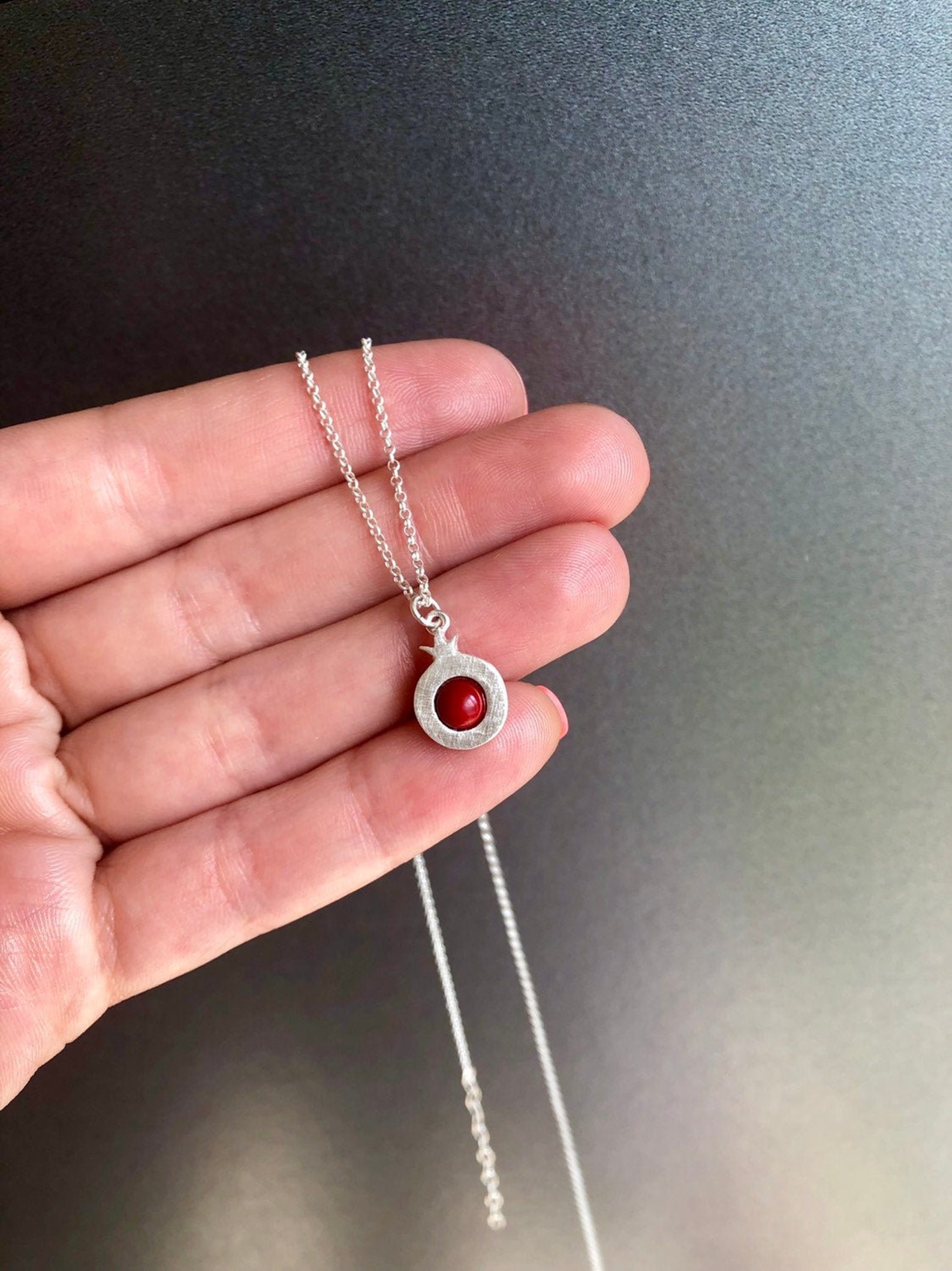 Sterling Silver Pomegranate Necklace-pendant-fruit - Etsy