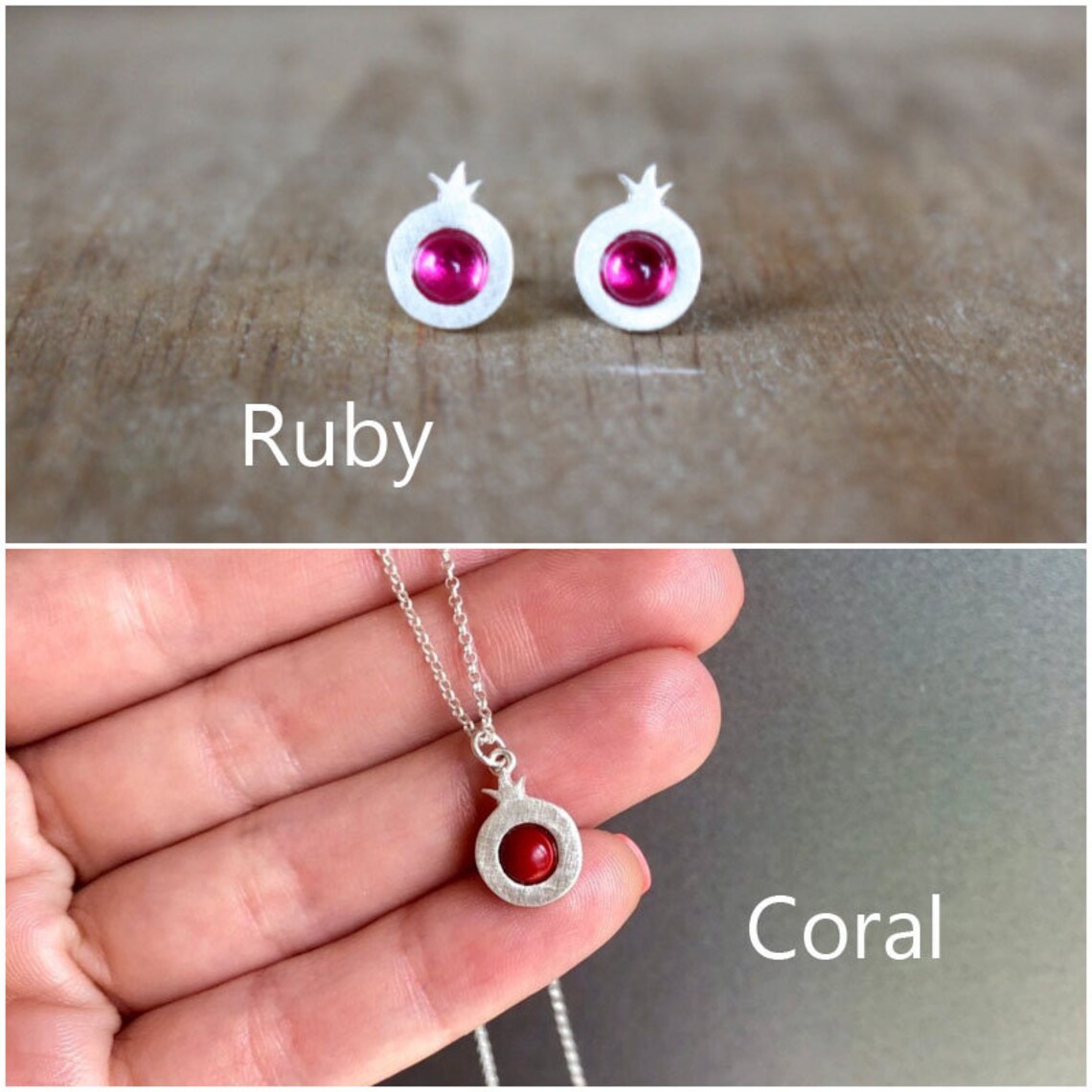 Sterling Silver Pomegranate Necklace-pendant-fruit - Etsy