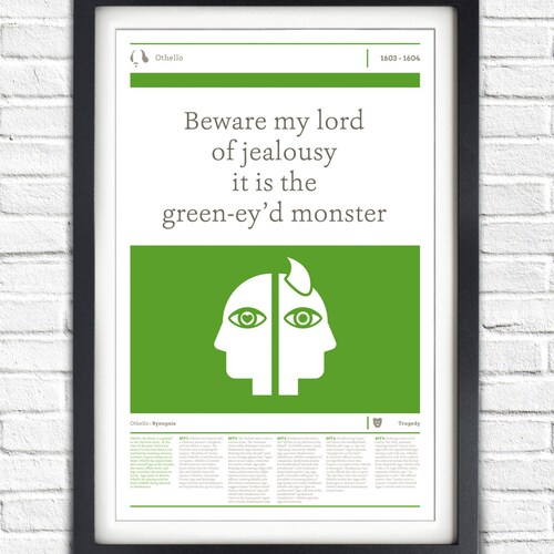 Othello Printable Play Book Cover Poster Shakespeare Literary | Etsy