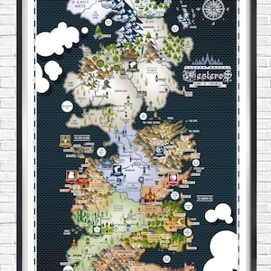 Art & Collectibles Prints Essos Map Game of Thrones 19x13 Poster Music ...