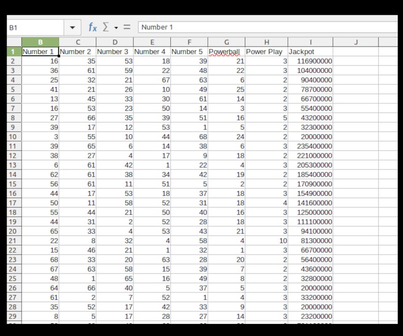 Powerball Lottery Numbers CSV File of Numbers Since 2006 - Etsy