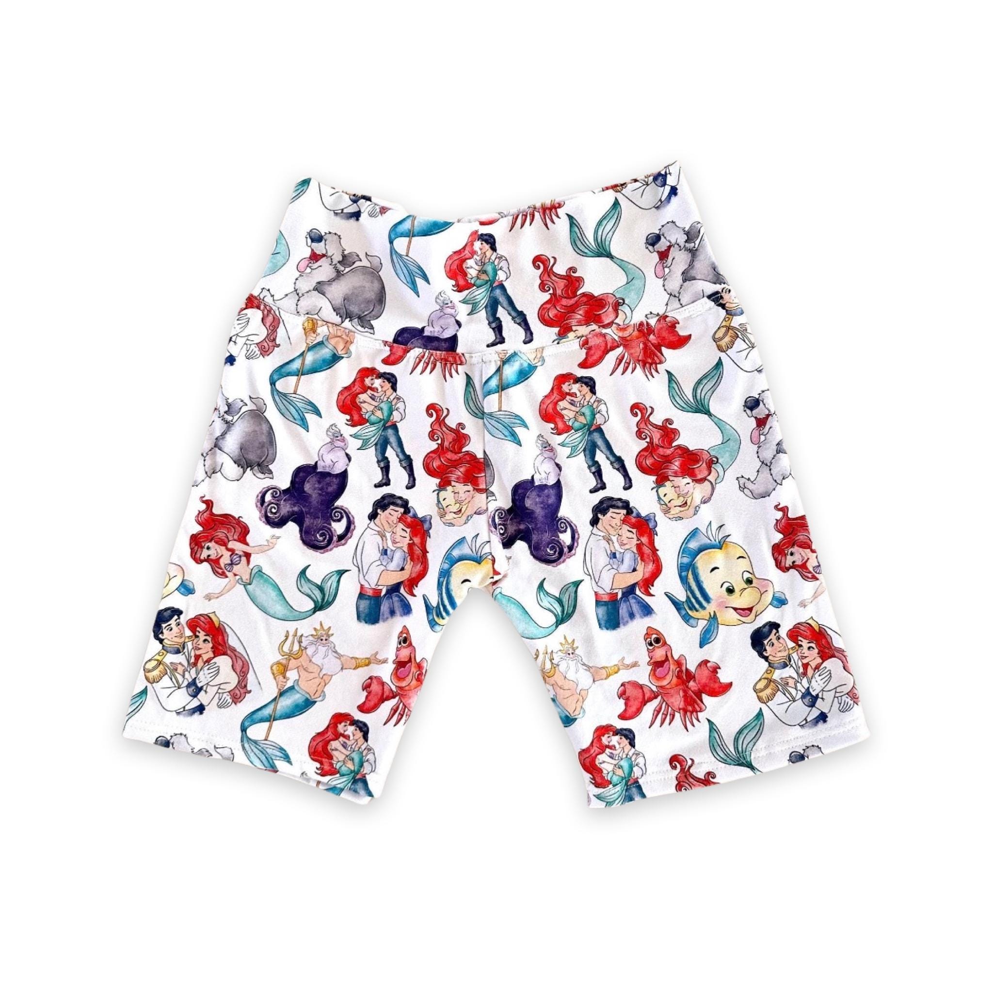 Women’s Little Mermaid Bike Shorts,mermaid Biker Shorts, Ariel Bike ...