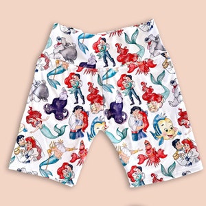 Women’s Little Mermaid Bike Shorts,mermaid Biker Shorts, Ariel Bike ...