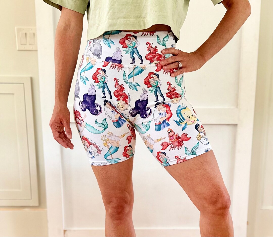 Womens Little Mermaid Bike Shortsmermaid Biker Shorts Ariel - Etsy