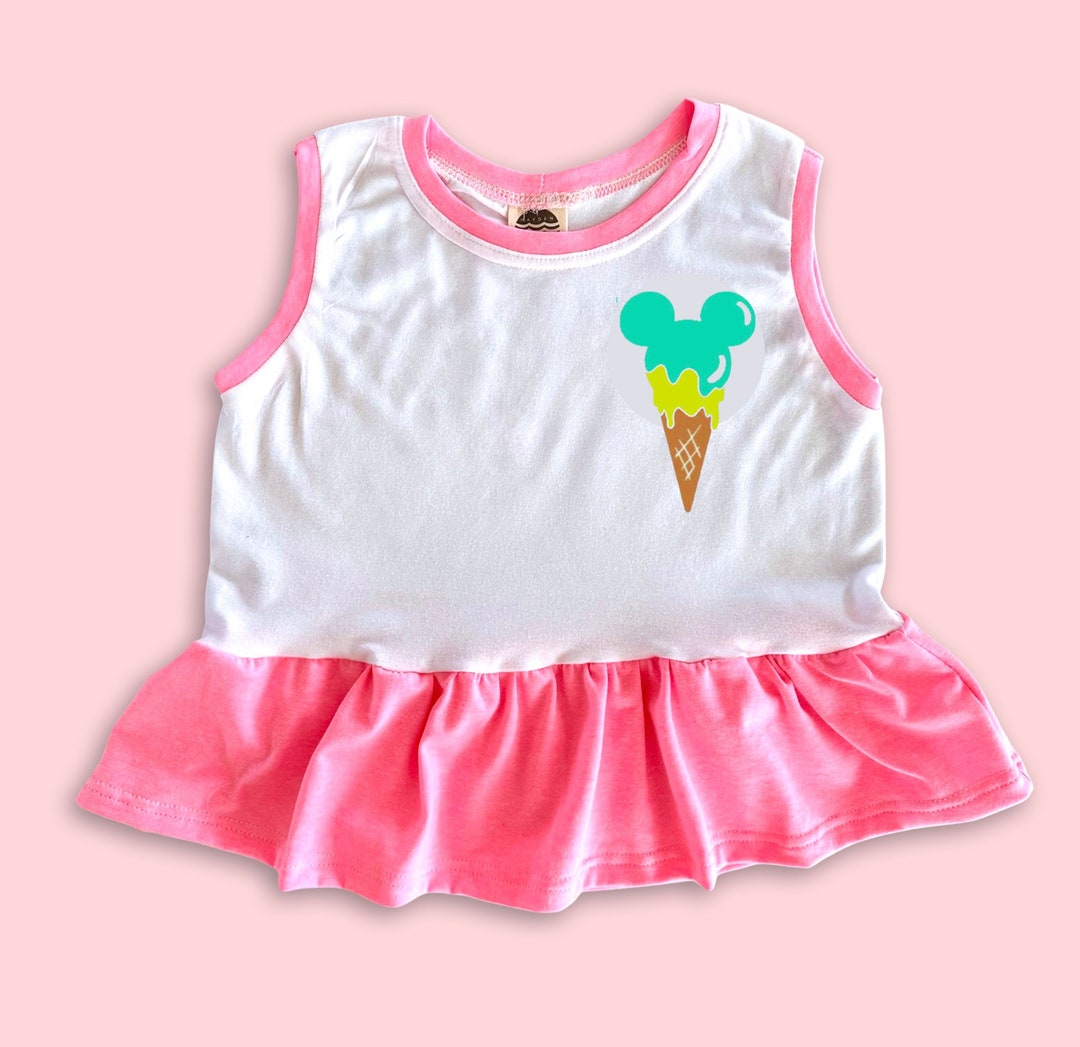 Girls Neon Mickey Ice Cream Tank, Disney Vacation Tee for Kids, Disney ...
