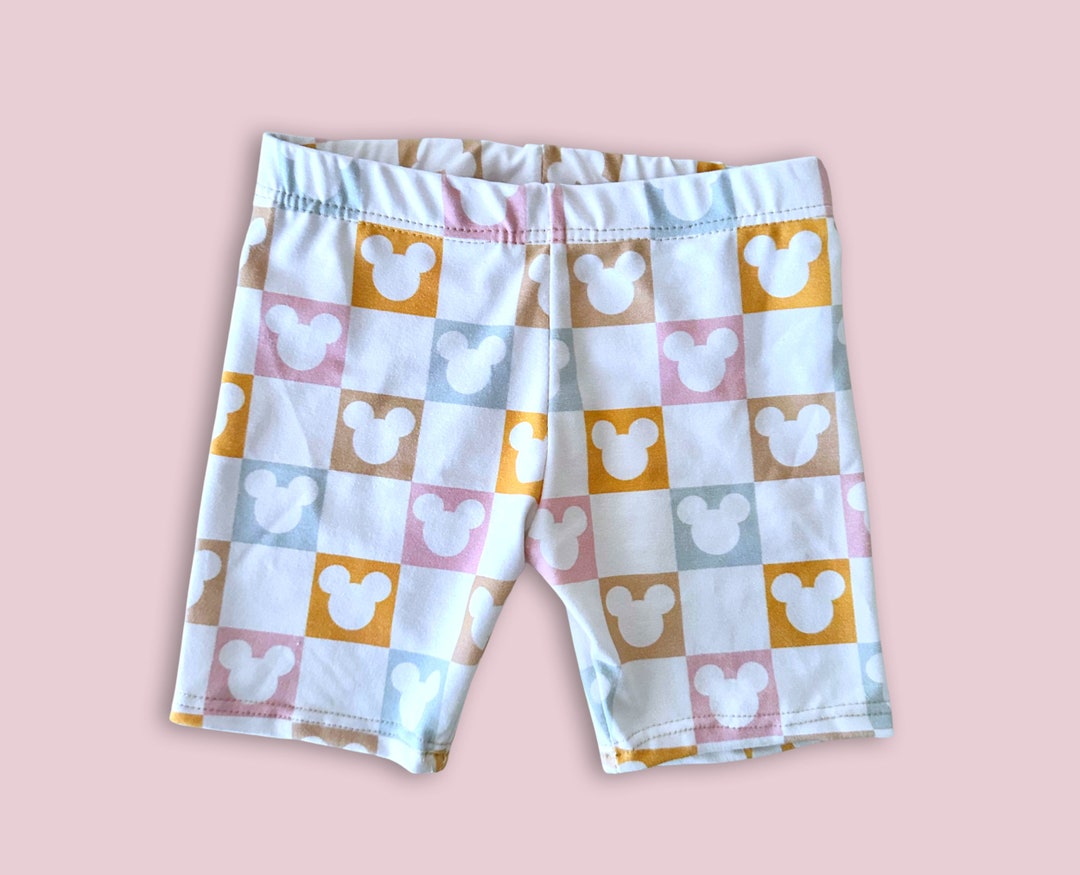 Girls Pastel Checkered Mouse Bike Shorts Kids & Baby Disney Shorts ...