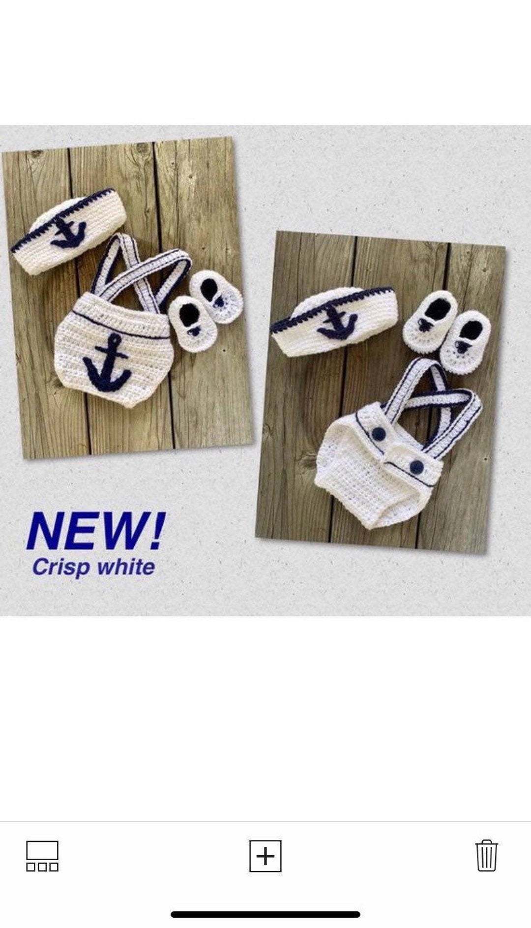 Sailor/nautical/navy Infant Crochet Photo Prop Set in Crisp White - Etsy