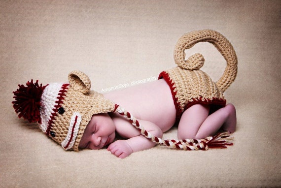Sock Monkey Inspired Photo Prop Set for Infants - Etsy