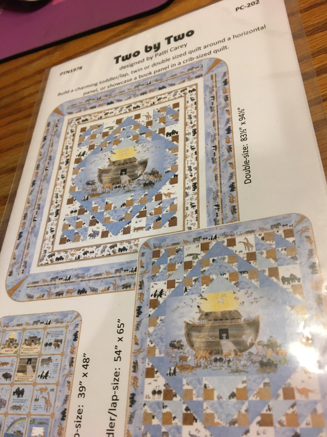 Quilt Pattern Two by Two by Patti Carey Using Noah's Ark Fabric for 4 ...