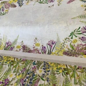 Clothworks Cotton Fabric Spring Garden in White, Lavender and Green ...