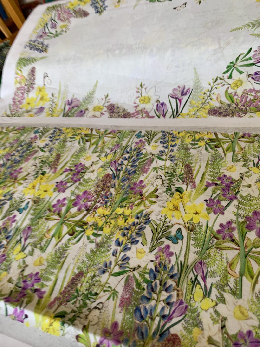 Clothworks Cotton Fabric Spring Garden in White, Lavender and Green ...