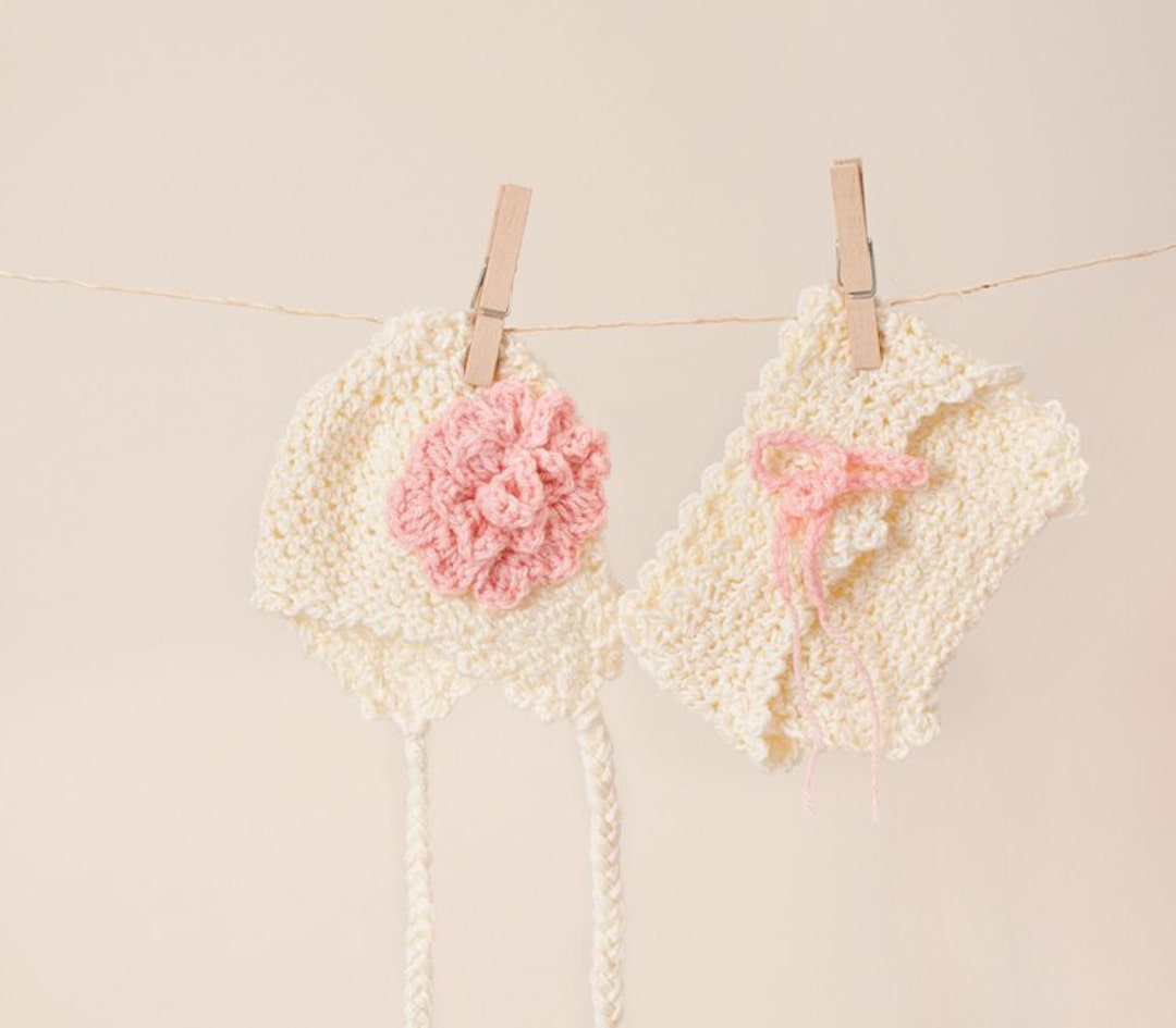 Newborn Shell Stitch Baby Bonnet and Diaper Cover - Etsy