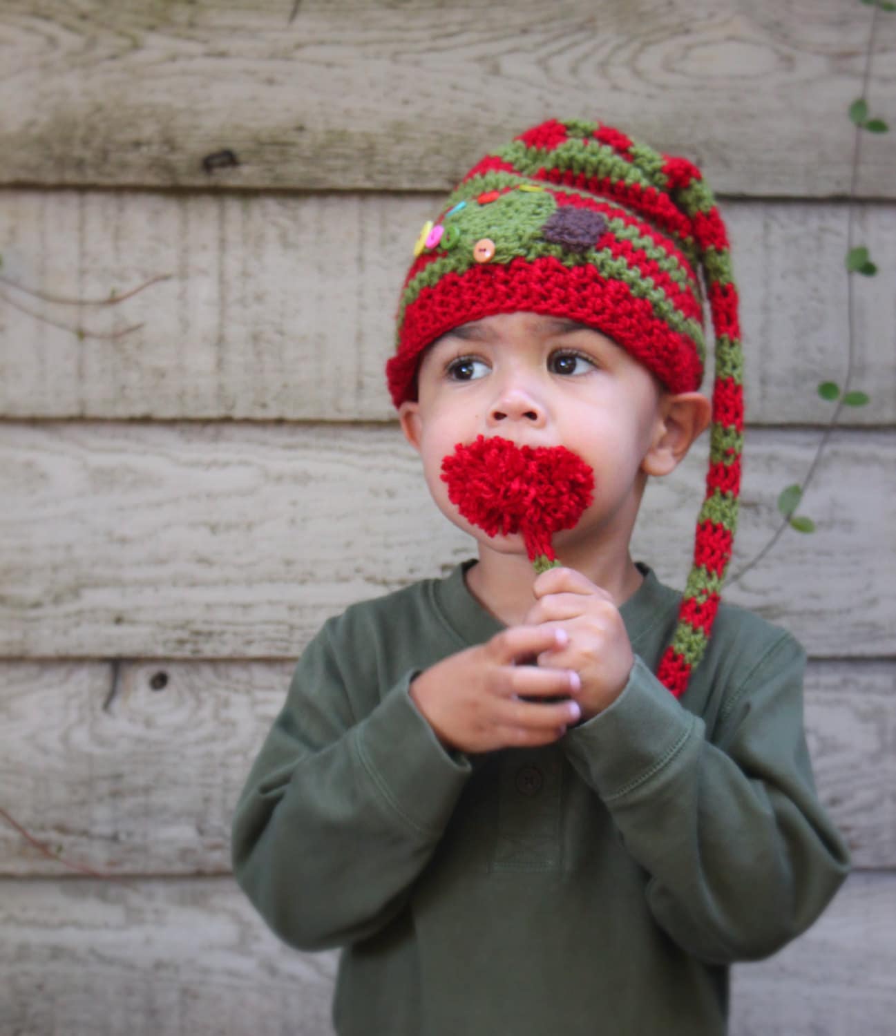 Baby/toddler Red and Green Christmas Elf Stocking Hat C2-14 - Etsy