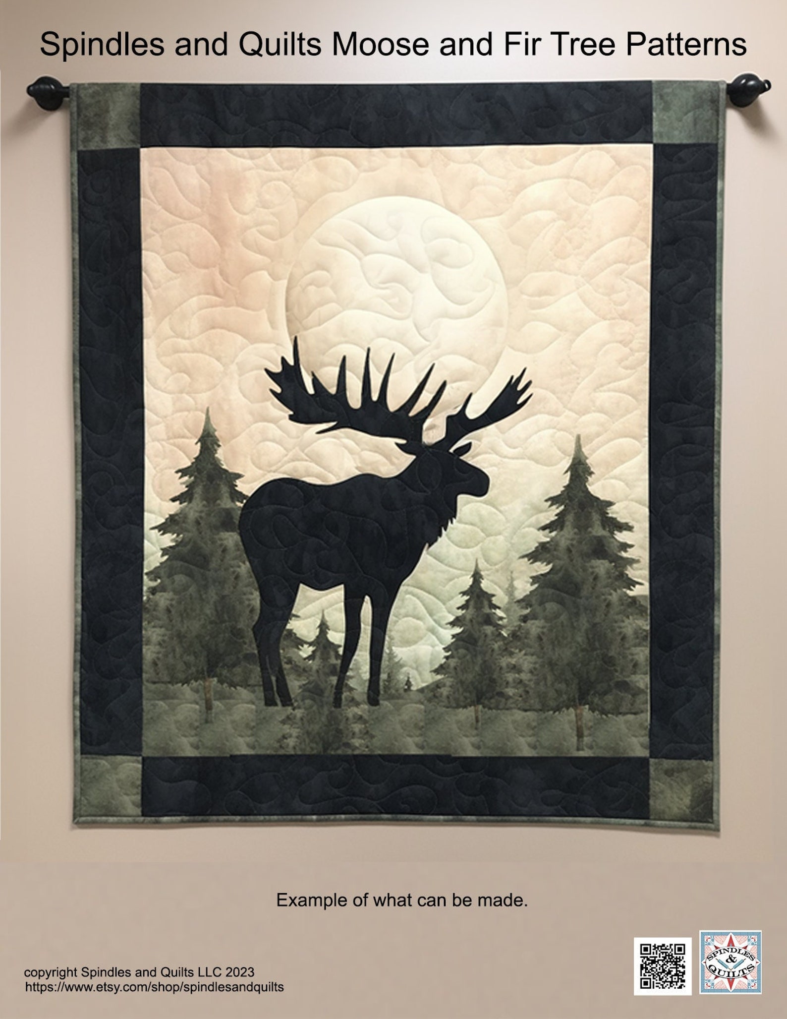 Moose Trees PDF Instant Download Applique Quilt Pattern Templates 14 ...